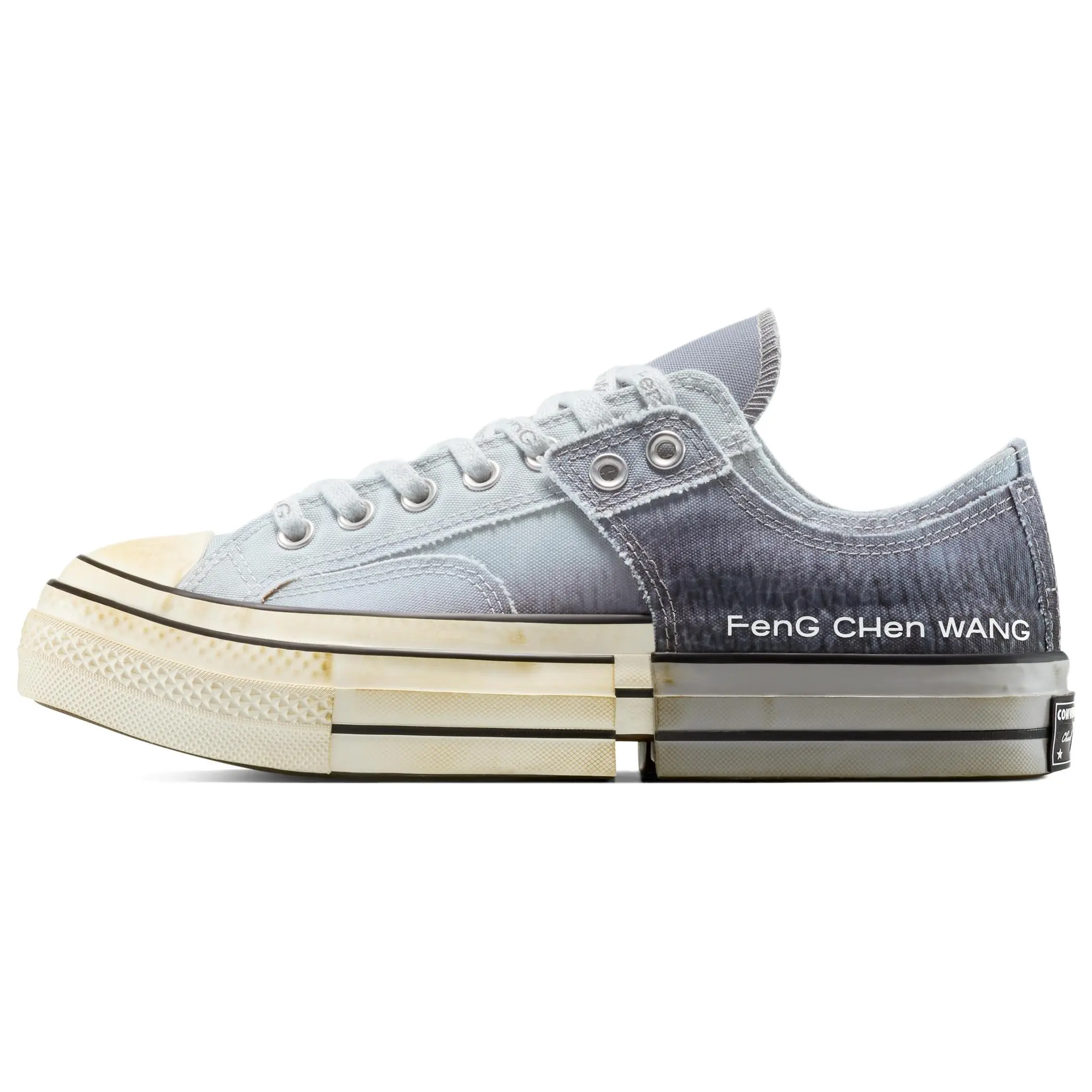 FENG CHEN WANG x Converse Canvas Shoes Flat Sole Gray Lace-Up Low-Top ...